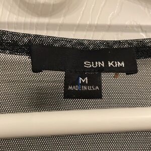 Sun Kim | Dresses | Sun Kim Elegant Black Sheer Sleeve Asymmetrical Hem ...